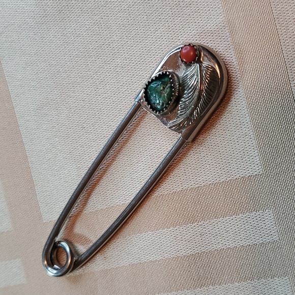 Jewelry | Genuine Navajo Sterling Silver Turquoise Safety Pinkey Chain ...